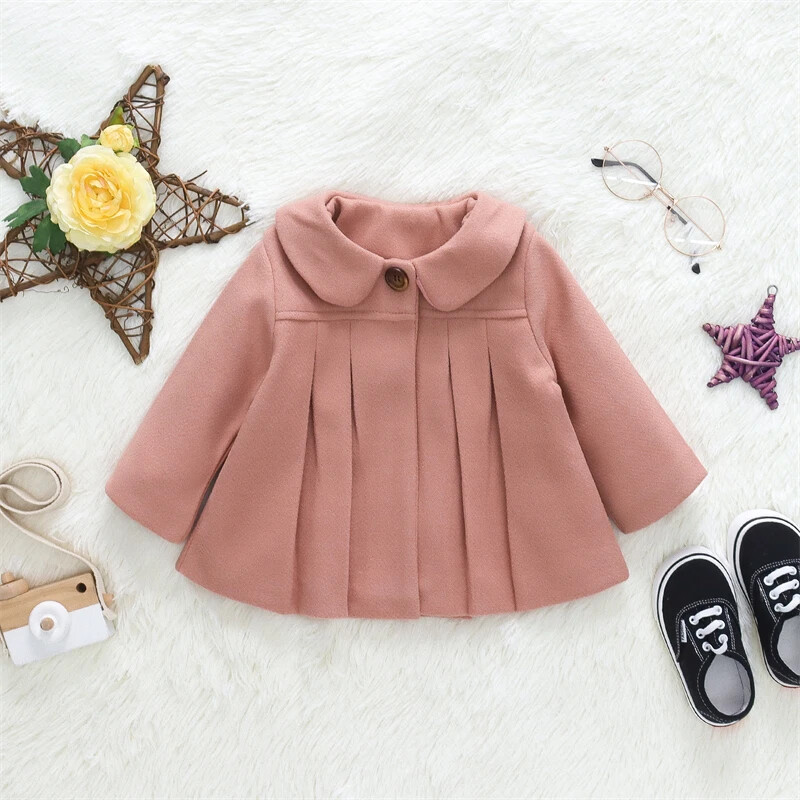 Baby Girls Woolen Jacket Coat Kids Winter Outerwear Clothes Children ...