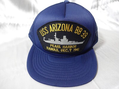 Vintage USS Arizona BB 39 Pearl Harbor Navy snap back Hat, mesh, foam ...