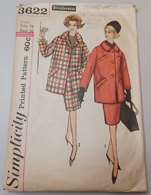3622 Simplicity SEWING Pattern CUT Miss 16 Walking Suit Slim Skirt ¾ ...