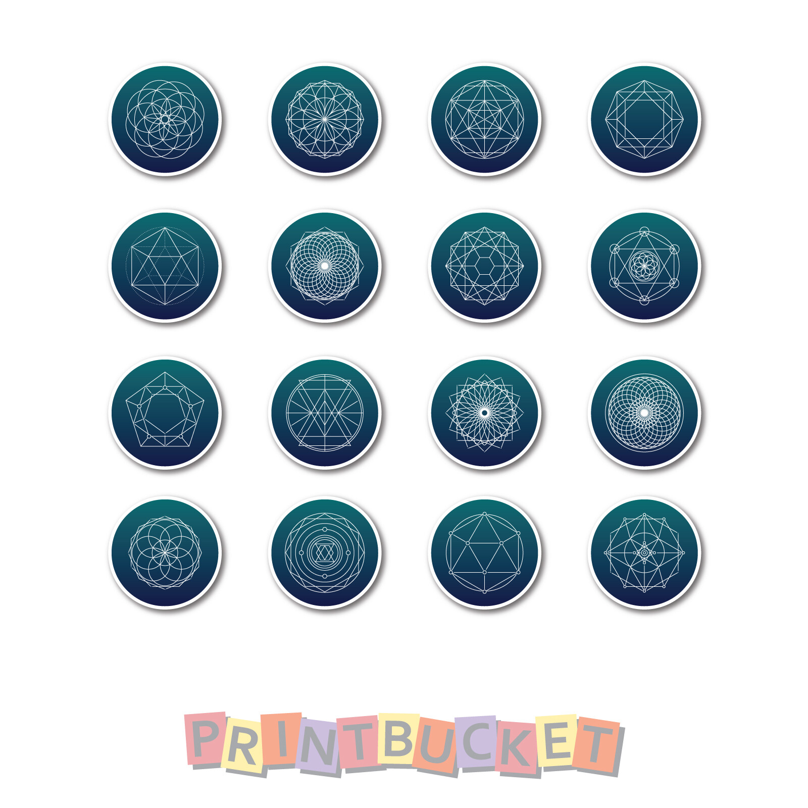 Sacred Geometry sticker set 60mm quality water & fade proof vinyl 16 ...