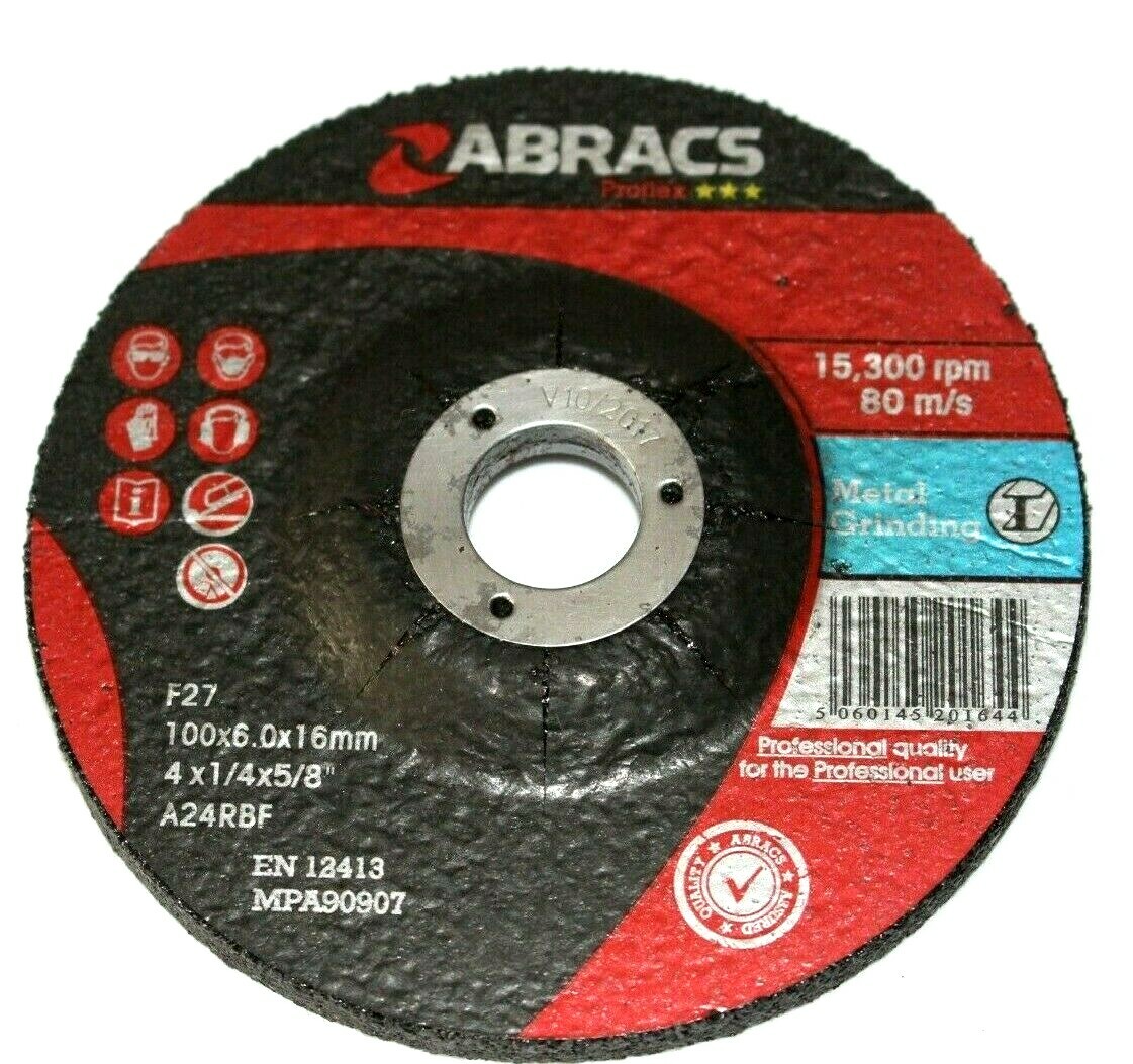 Abracs Proflex Metal Grinding Discs DPC 100mm x 6.0mm x 16mm EN12413 ...