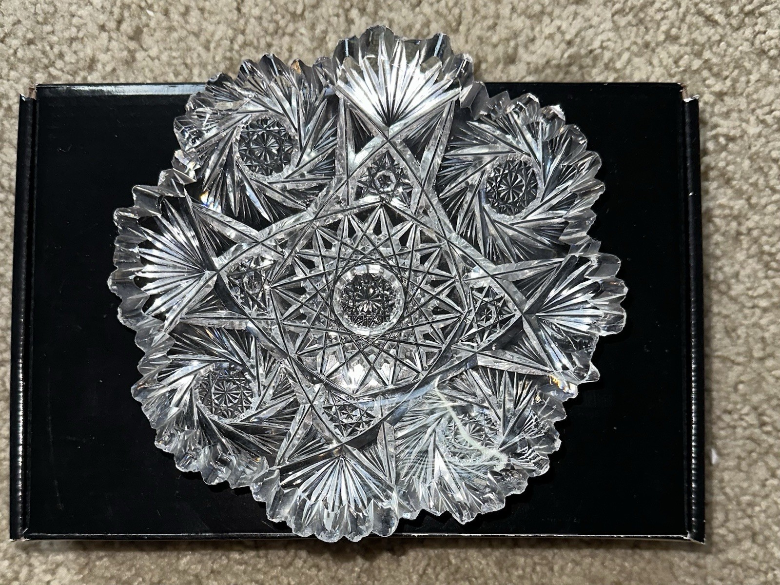 American Brilliant Cut Glass Sawtooth Pinwheel Hobstar Salad Candy Dish ...