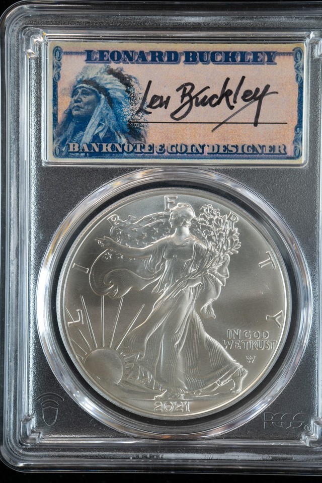 2021 Ty. 2 Silver Eagle PCGS MS-70 First Strike Len Buckley Signature ...