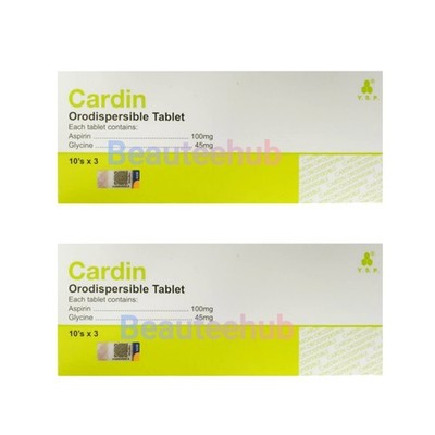 2 Pcs CARDIN 100mg Aspirin ORODISPERSIBLE TABLET 30S improve heart ...