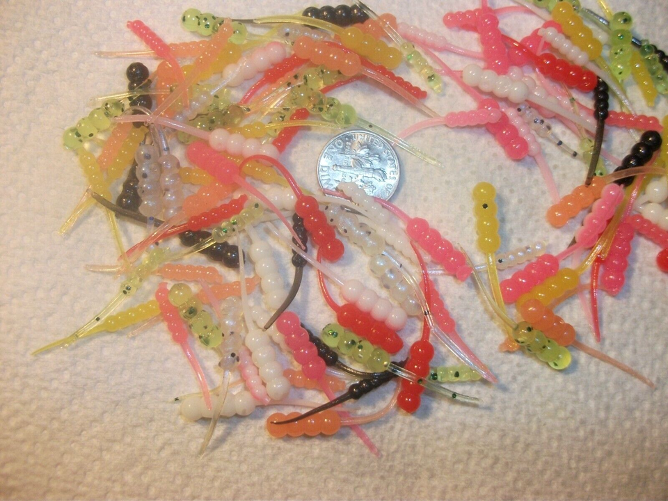 100-1 1/8-1 3/8"-MIXED-grubs-crappie-panfish-soft jigs-wax worms ...