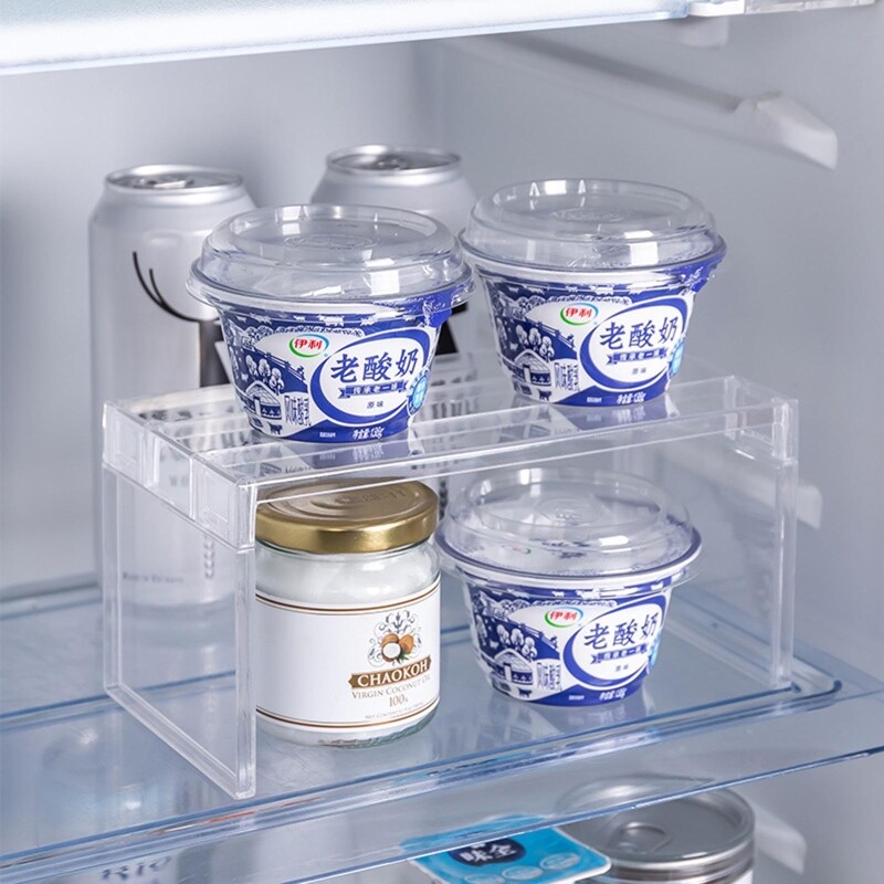 Clear Divider Storage Rack Stackable Double Layer Transparent Organizer ...