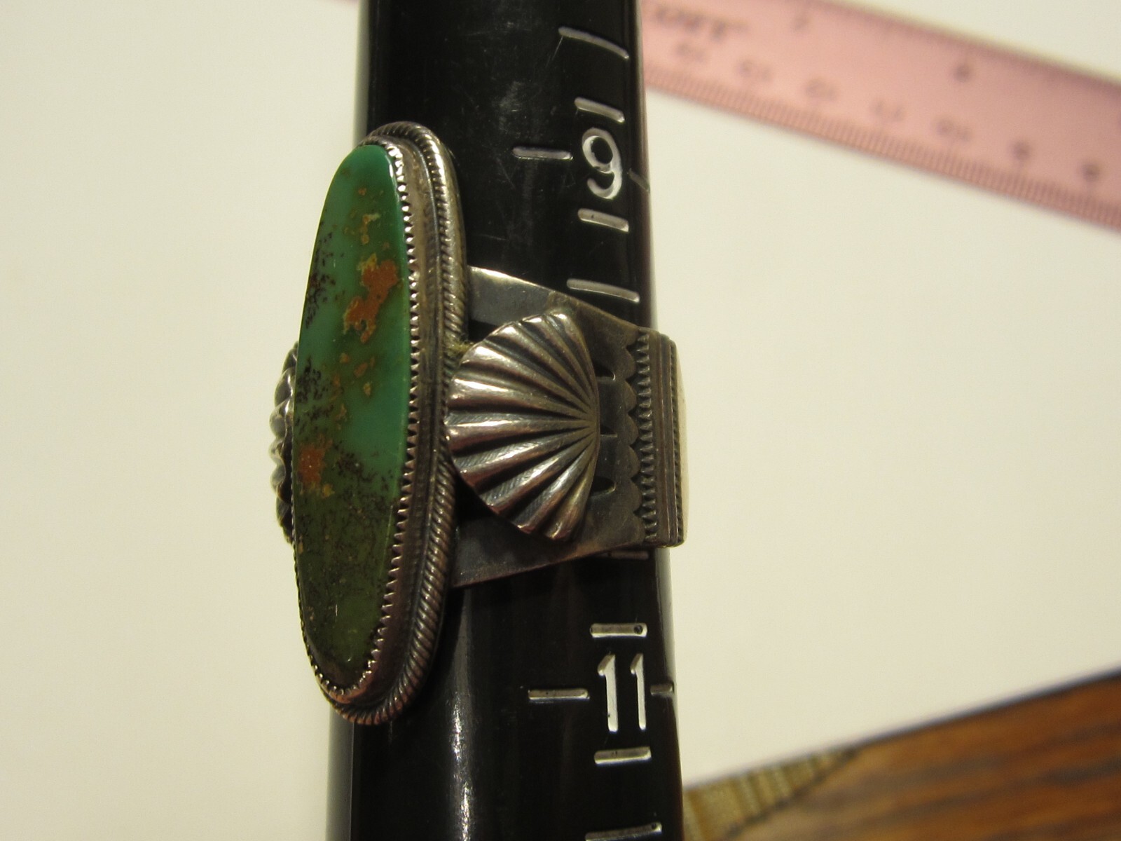 DELBERT GORDON , NAVAJO, STERLING TURQUOISE RING, SIZ… - Gem