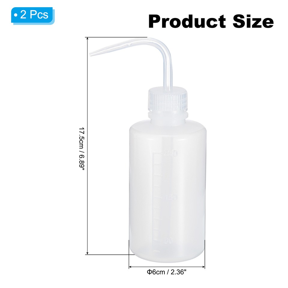 2Pcs 8oz Lab Squeeze Bottle 250ml Plastic Safety Wash Bottles (White ...