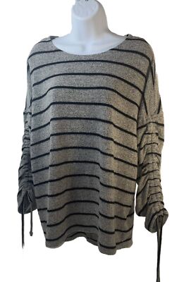 Alchemy Thread Long Sleeve Pullover Shirt Women Wide Neck Gray Black ...