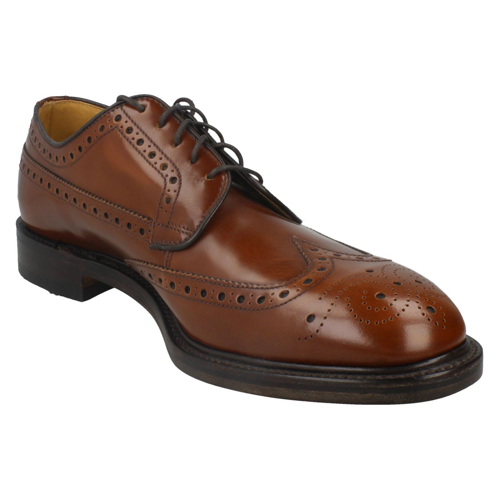 Mens Braemar Loake tan leather lace-up Brogue Formal Shoe F fitting ...