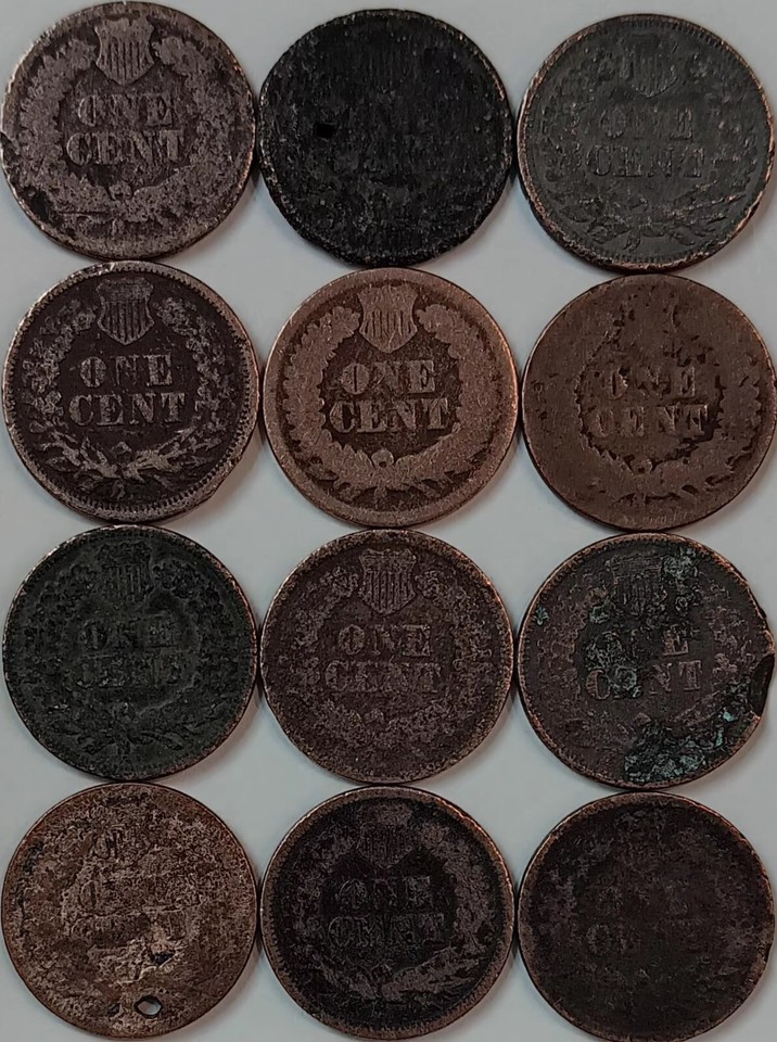Lot Of 19 Cull Semi Key Date 1864 1865 1869 Indian Head Cent Copper ...