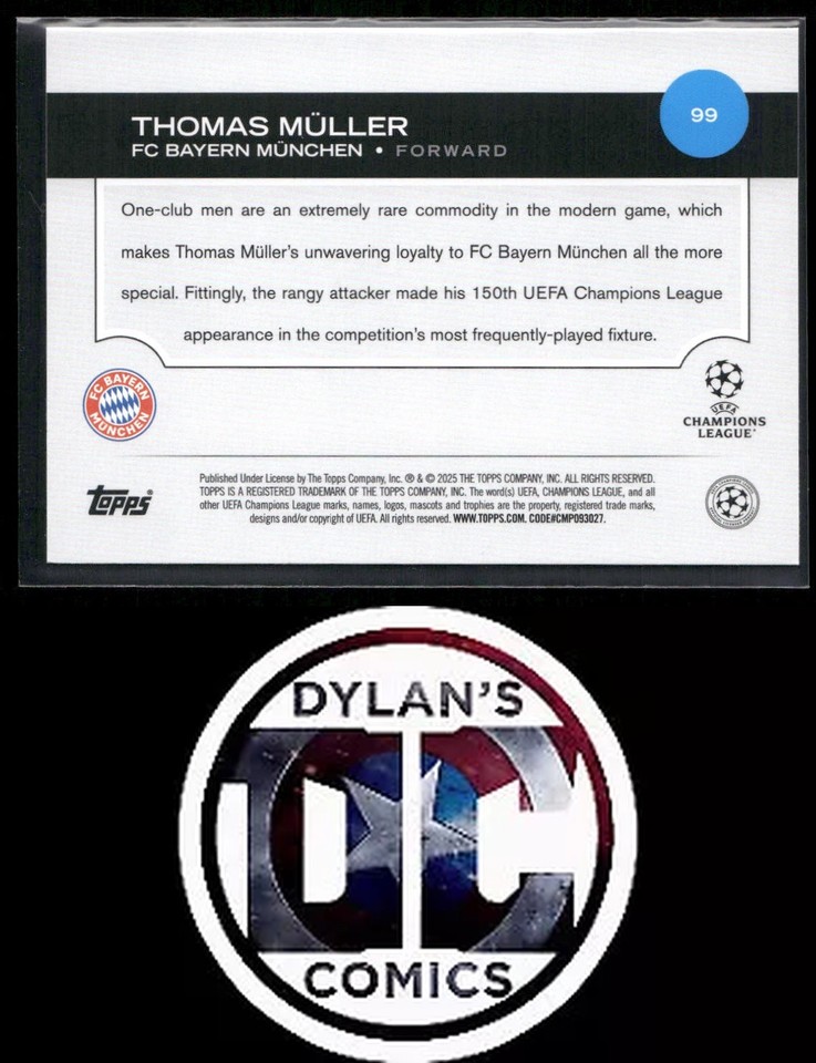 2024-25 Topps UEFA Club Competitions #99 Thomas Müller FC Bayern ...