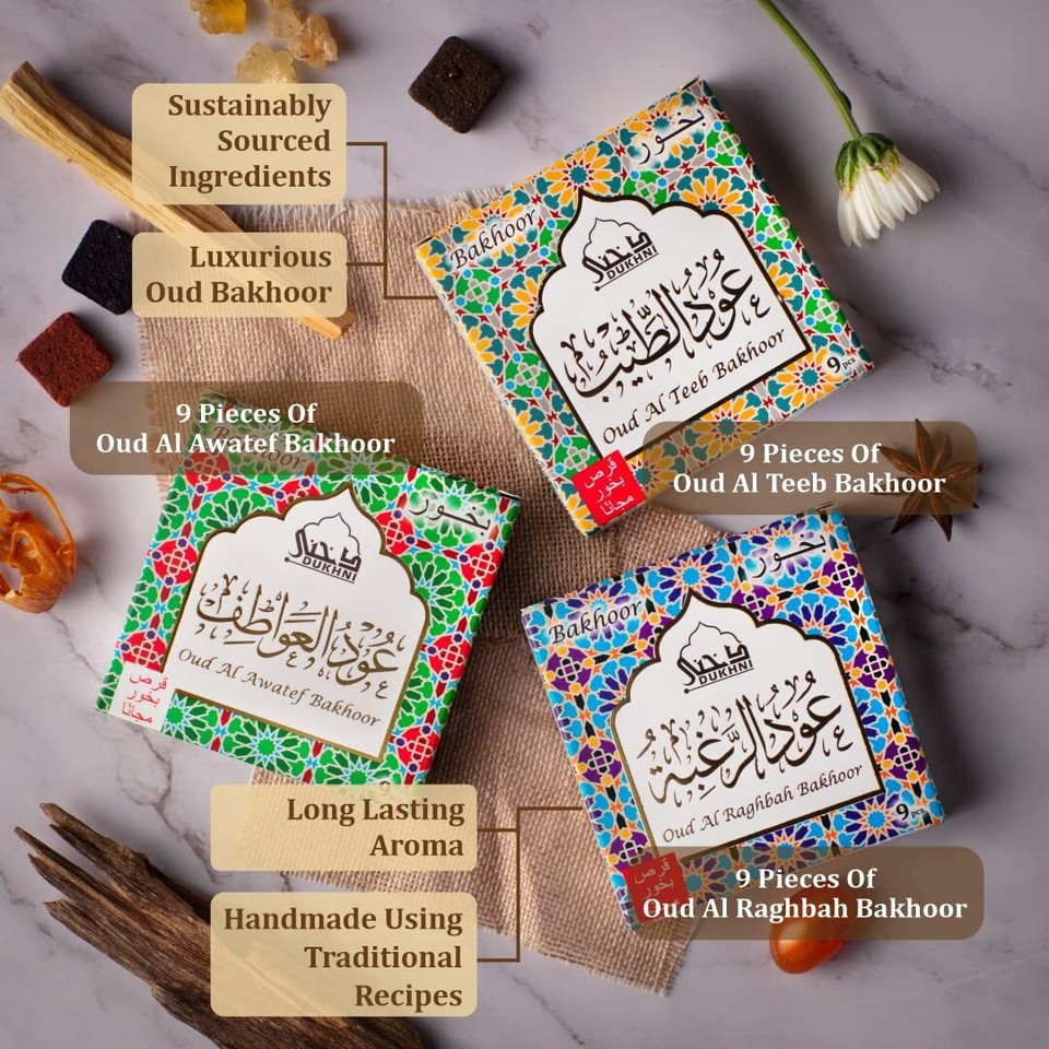 Oud Al Awatef Oud Al Teeb Oud Al Raghbah Bakhoor By | 3 X 9 Piece Each ...