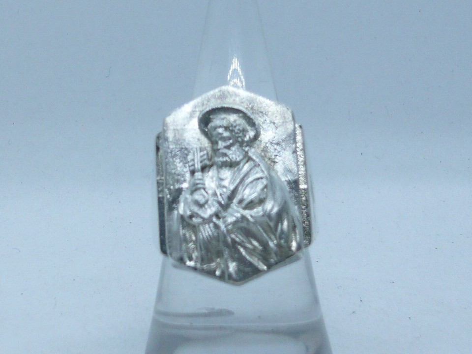 SAINT PETER HEAVEN KEY 925 STERLING SILVER POPE RING SAN PIETRO CHIAVE ...