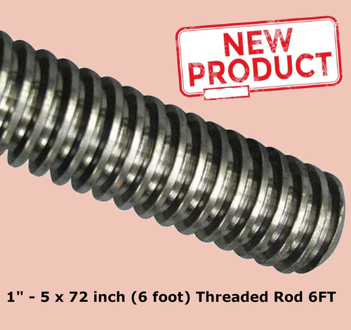 1"-5 x 72 Inch Acme Threaded Rod Low Carbon Steel 6 Feet Long Fully ...