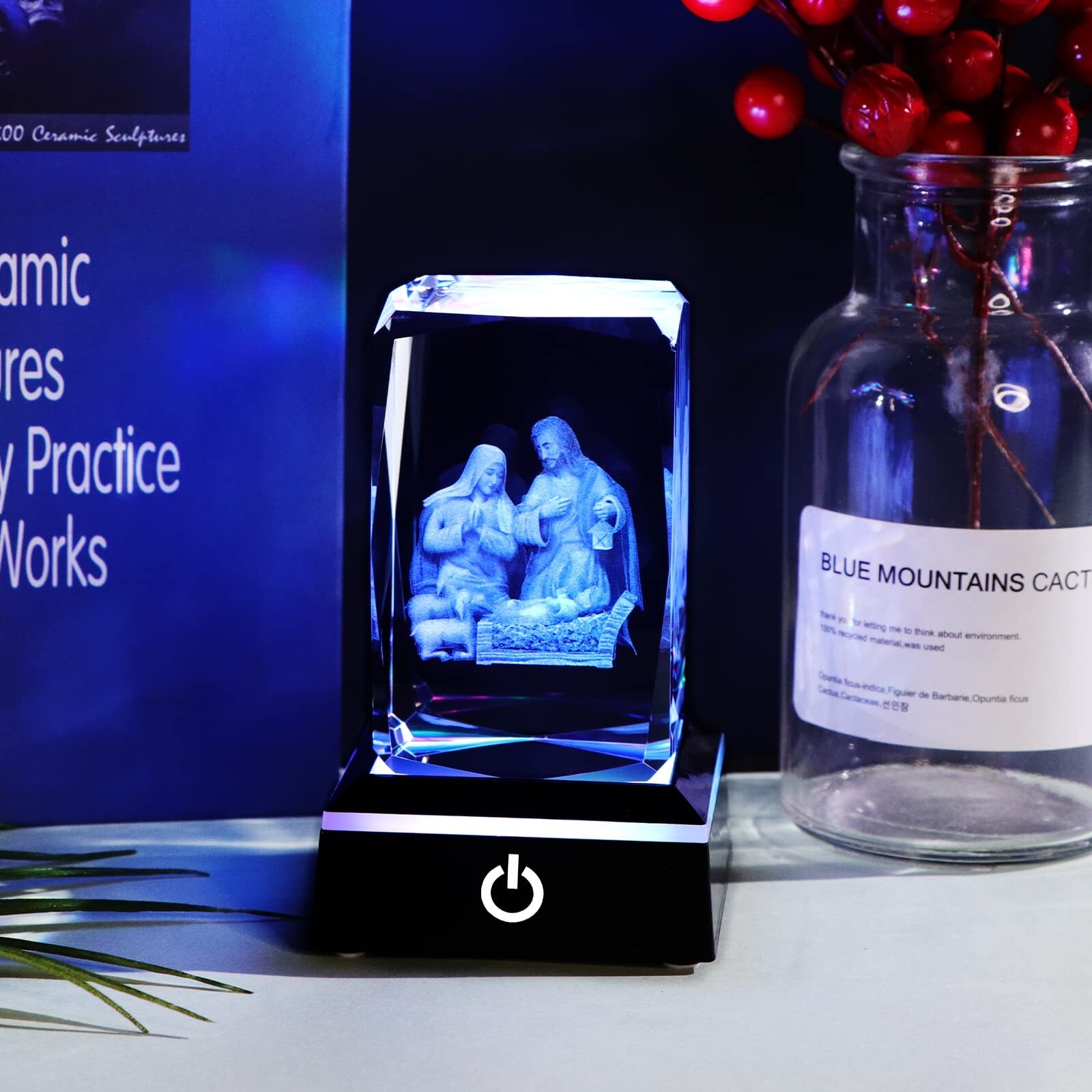 YWHL 3D Crystal Engraved Nativity Scene Figurines Gifts for Religious ...