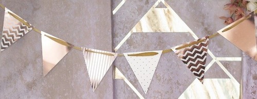 Metallic Rose Gold Bunting Banner (16 Flags) Pk 1 | eBay