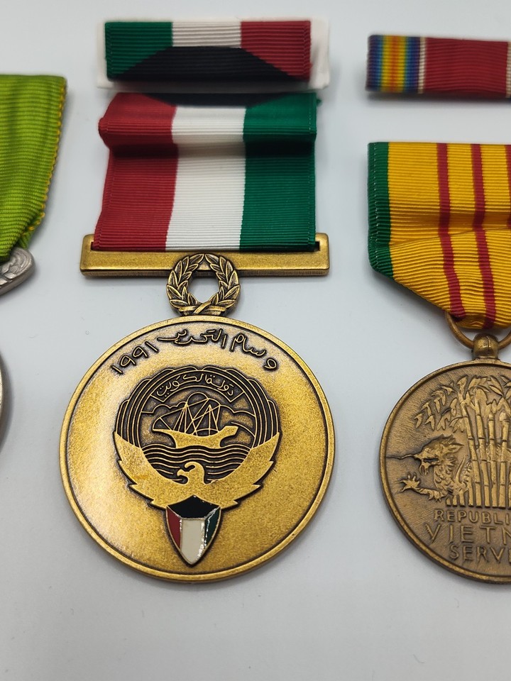 Lot of 9 Military Medals & Ribbon Bars – Vietnam, Gulf War, Afghanistan ...