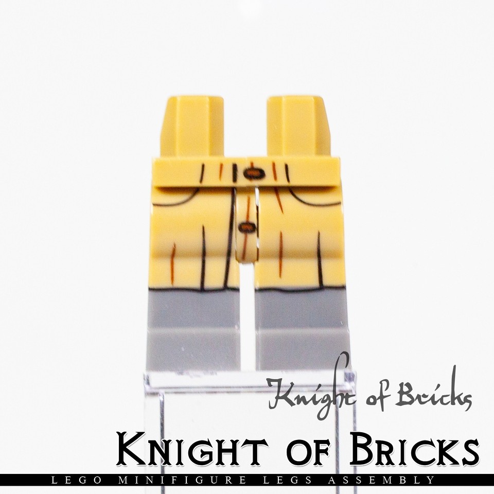 LEGO Minifigure Legs DARK TAN Closed Robe End and Dark Bluish Gray ...