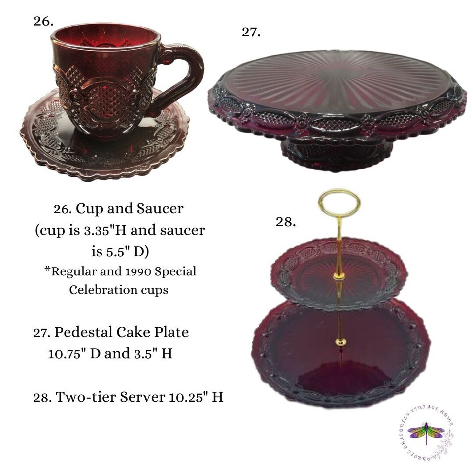 Avon 1876 Cape Cod Collection* Ruby Red Dinnerware* Gothic * Free ...