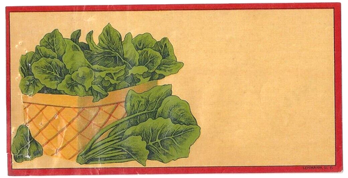 Original spinach crate label Lehmann stock No 7187 vegetable crate ...
