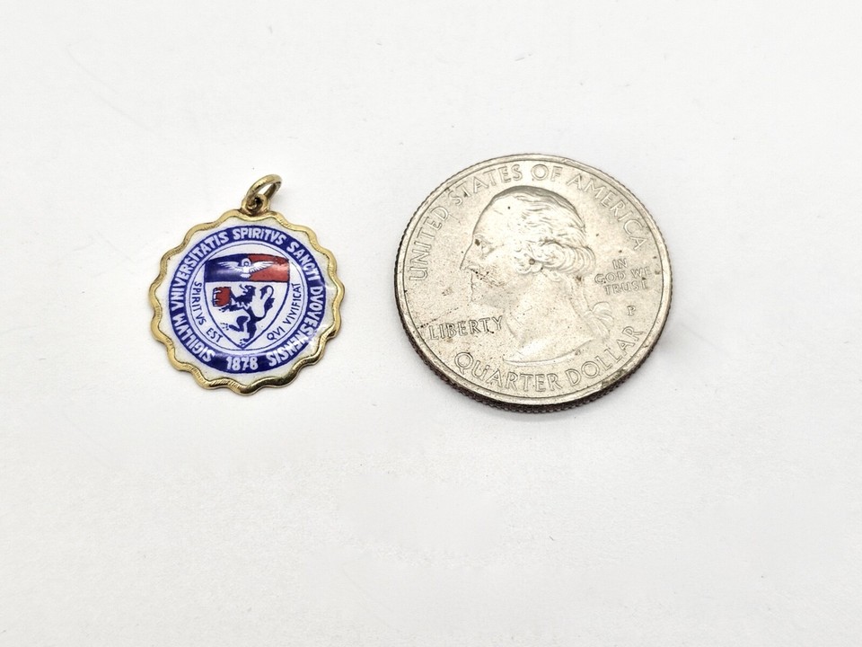 VINTAGE ENAMELED 14K GOLD DUQUESNE UNIVERSITY CHARM PENDANT, 17mm | eBay