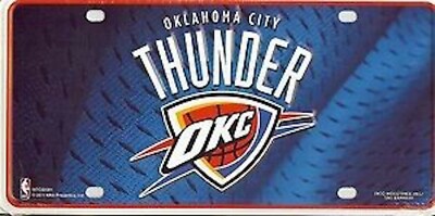 OKLAHOMA CITY THUNDER NBA BASKETBALL LOGO BLUE OKC METAL LICENSE PLATE ...