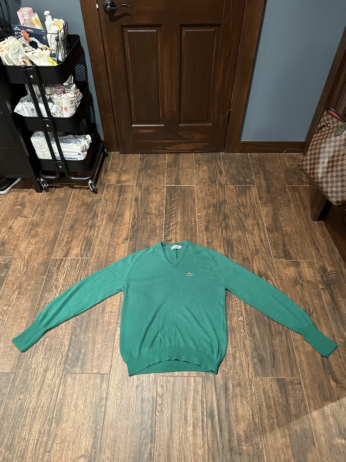 Vintage 80s Izod Lacoste Croc Logo Acrylic Knit V-Nec… - Gem
