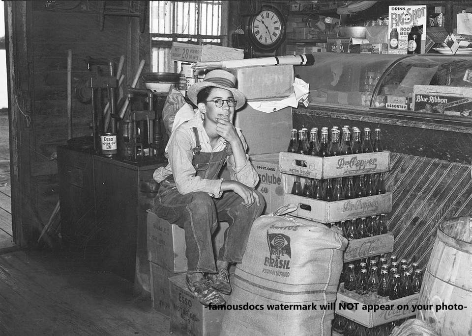 Vintage Grocery Store PHOTO Young Boy Working 1938 Louisiana Great ...