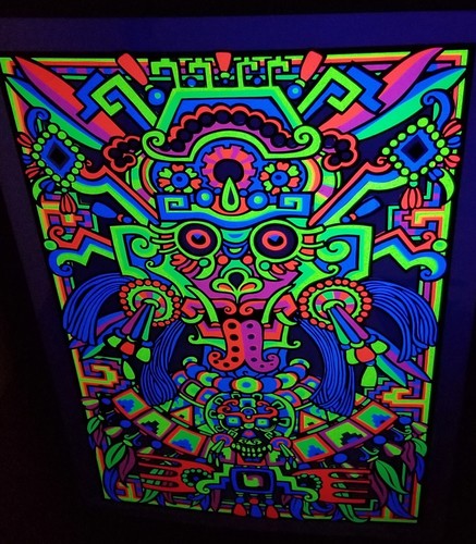 VTG ORIGINAL 69 THE THIRD EYE AZTEC MASK MYLAR BLACKLIGHT POSTER ...
