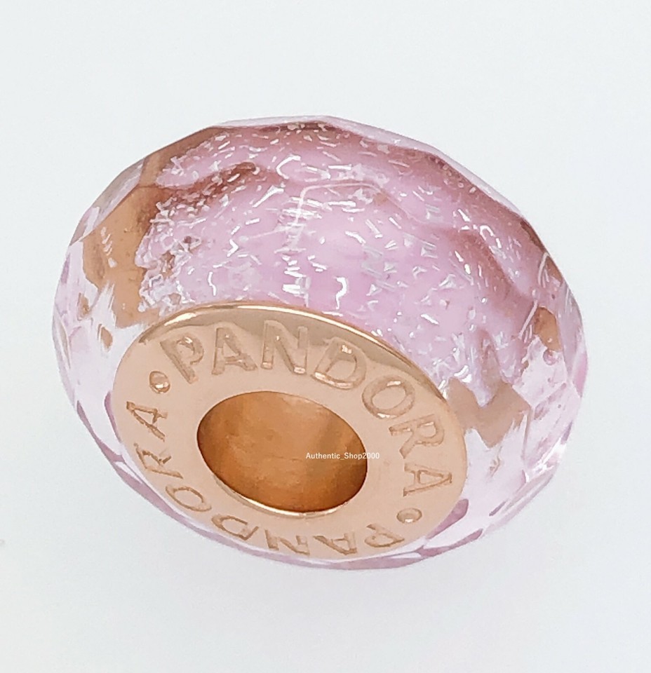 NEW Authentic PANDORA Rose 14k Gold Pink Shimmer Murano Charm Pendant ...