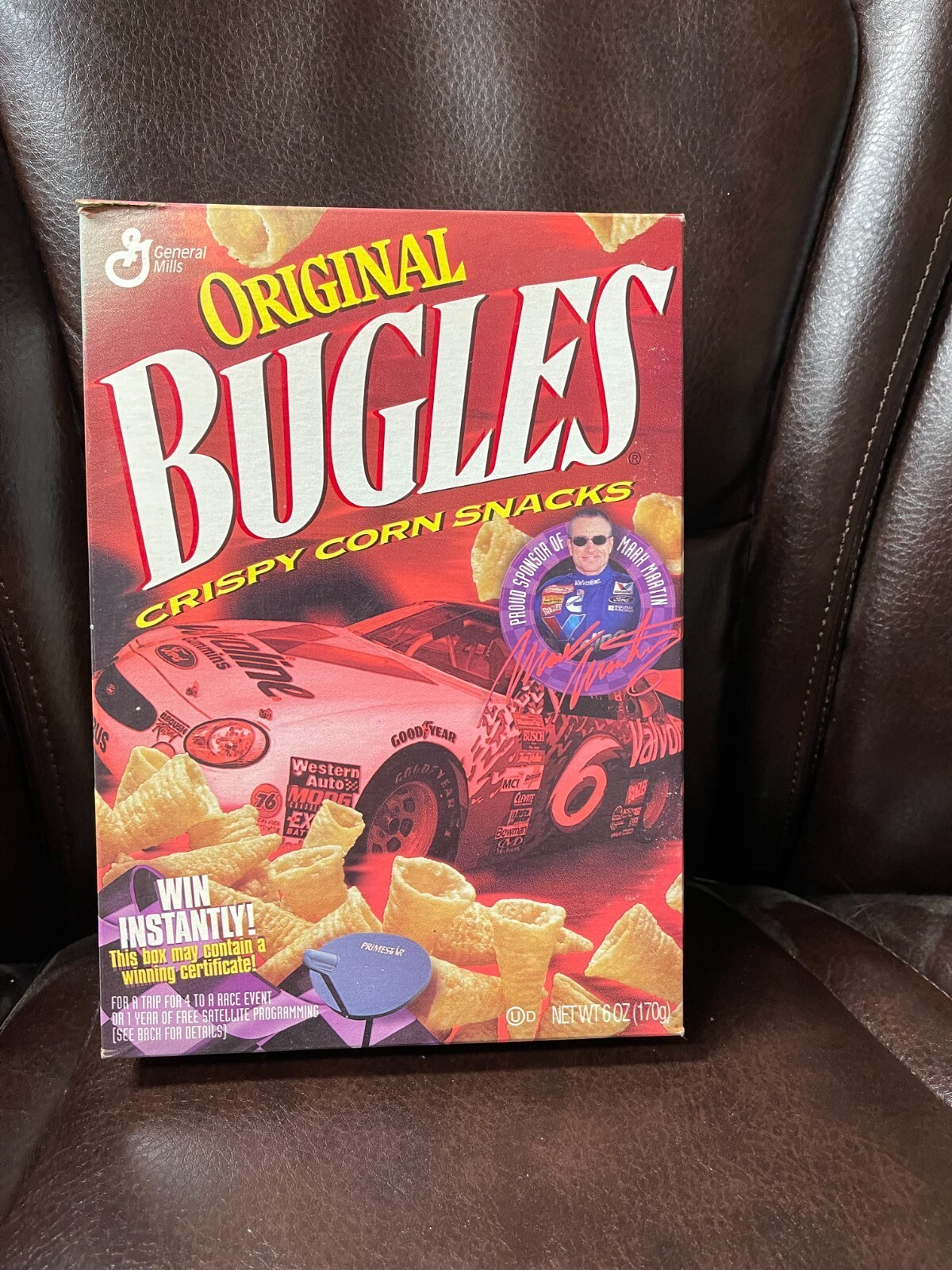GENERAL MILLS ORIGINAL BUGLES. 1998 MARK MARTIN EDITION BOX. ORIGINAL ...