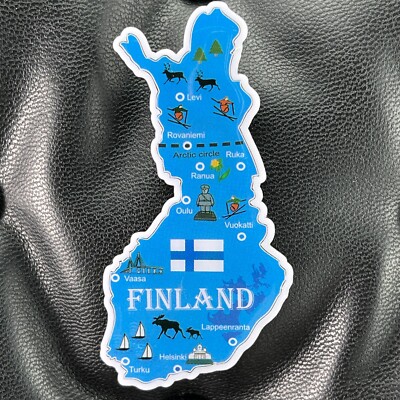FINLAND🇫🇮METAL FRIDGE MAGNET COUNTRY MAP NATIONAL FLAG & SIGHTS & CITY ...
