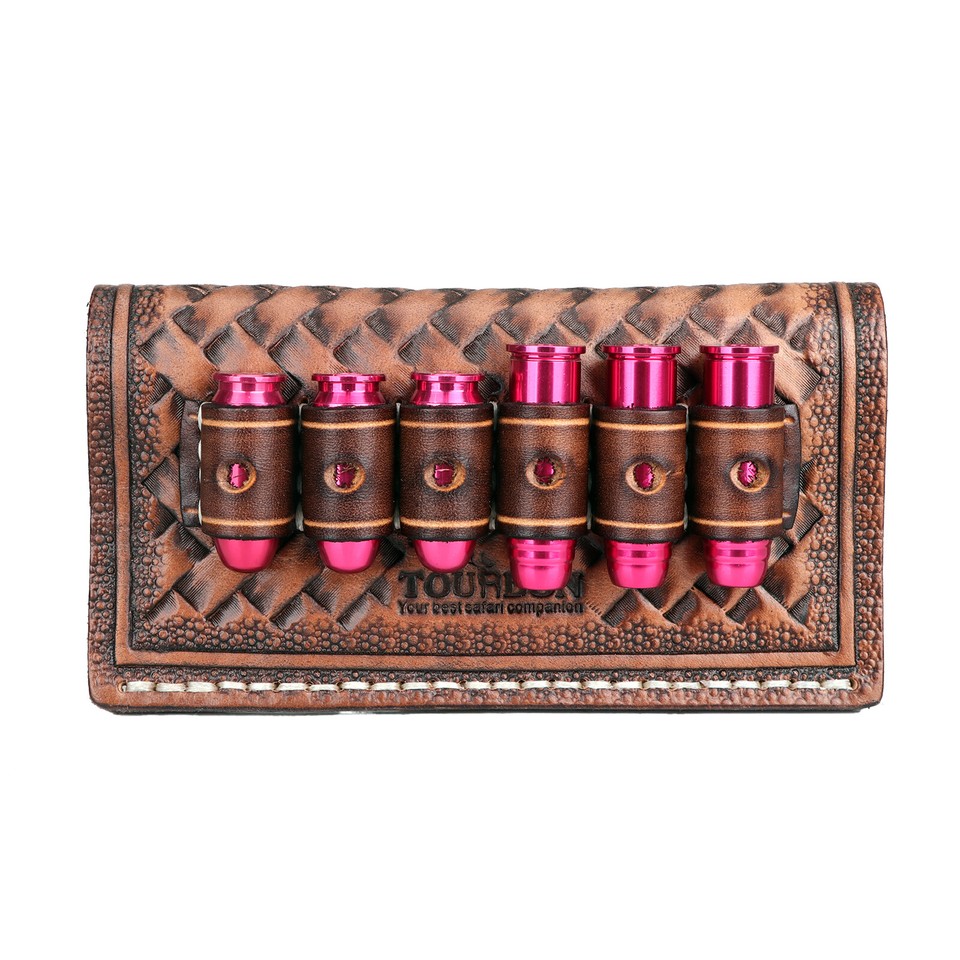 TOURBON Leather Revolver/Rifle Ammo Belt Slide .38/357/44/45 Bullet ...