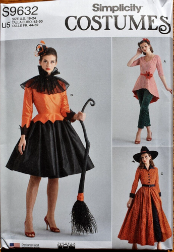 SIMPLICITY PATTERN 9632 DRESSES COSTUMES MISSES SIZES 16 18 20 22 24 ...