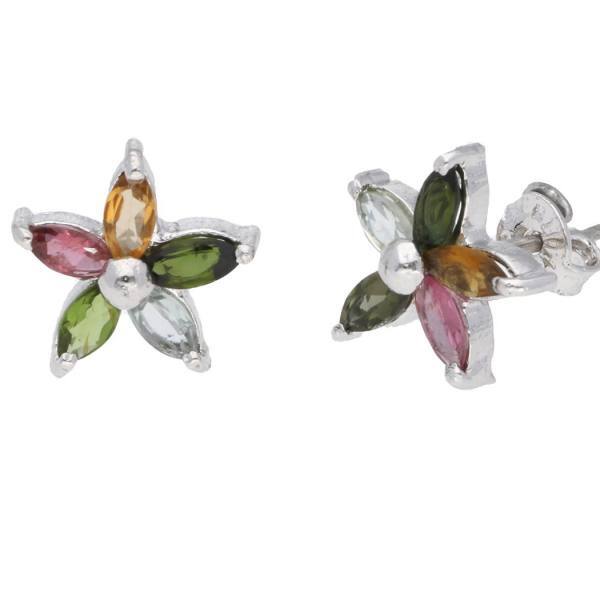 Turmalin Edelstein Ohrstecker Blumen Navette 925 Silber | eBay.de