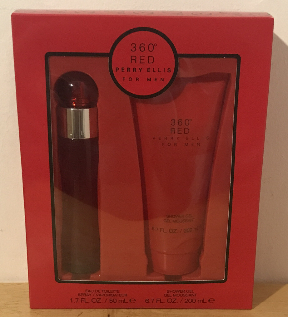 Perry Ellis 360 Red Men Gift Set 1.7oz eau de toilette 6.7oz Shower Gel ...