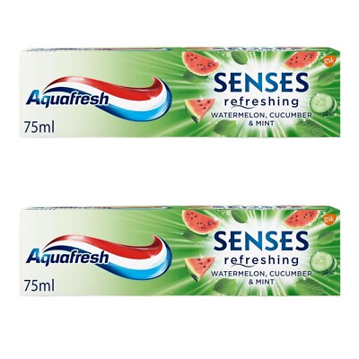 AQUAFRESH Senses Toothpaste (75ml) - Watermelon /Cucumber /Mint x2 ...