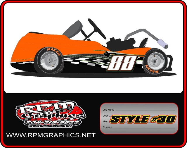 RACING GO KART WRAP WITH FRONT AND REAR NUMBERS, graphics, decals ...