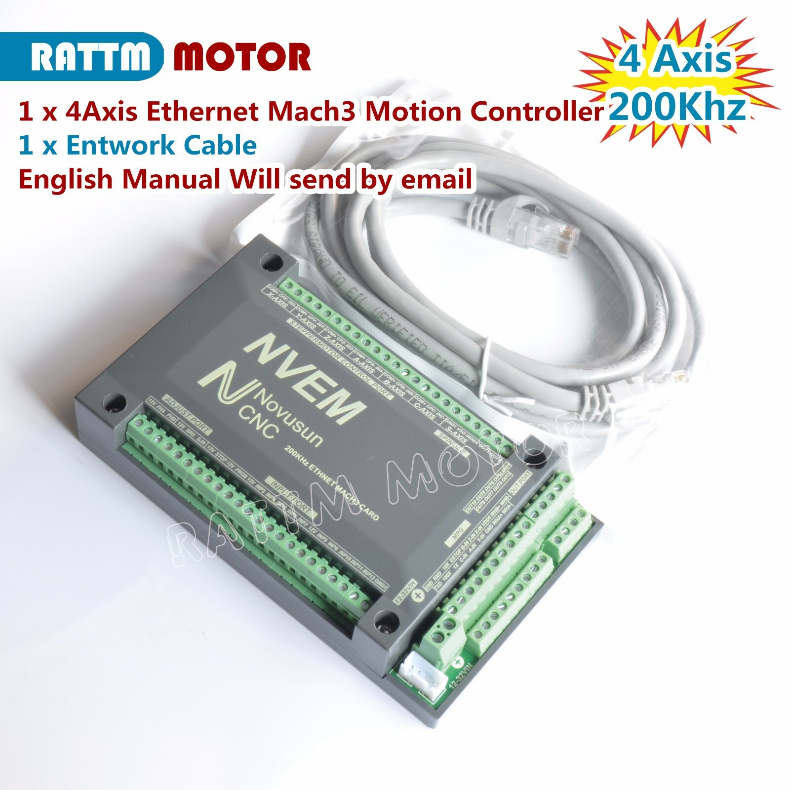 4 Axis NVEM CNC Motion Controller 200KHZ Ethernet MACH3 for Stepper ...