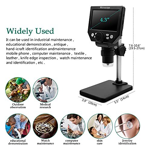 USB Digital LCD Microscope Micsci 4.3 Inch Screen 1000x Magnification ...