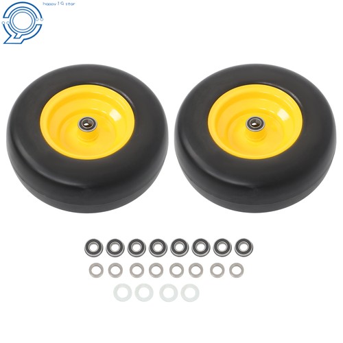 Flat Free Lawn Mower Tire And Wheel 13x5.00-6 Solid Smooth Tread Yellow ...