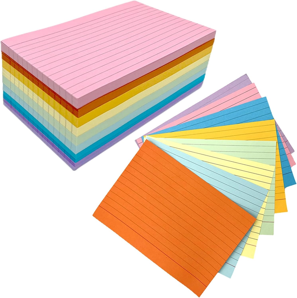 A6 Flash Cards Paper 400PCS Assorted Colours 14.8x10.5cm Ruled Index ...