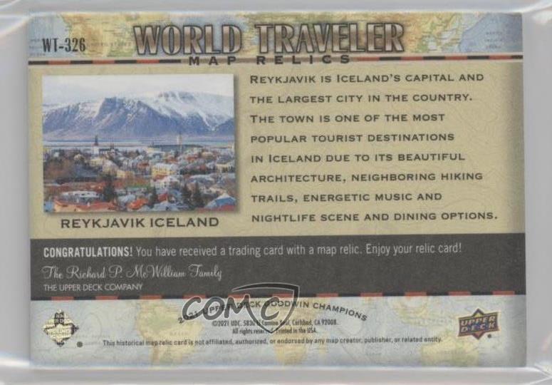 2021 Upper Deck Goodwin Champions World Traveler Map Relics Reykjavik ...