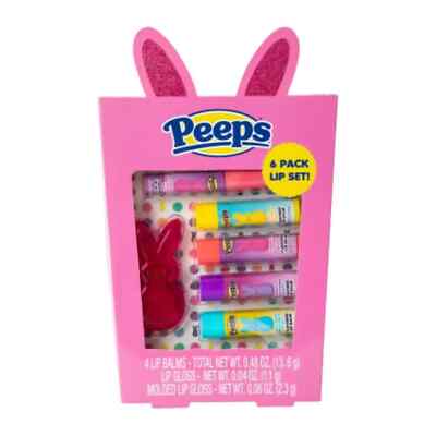 PEEPS 6 Piece Lip Balm Set Vanilla Cotton Candy Grape Marshmallow Creme ...