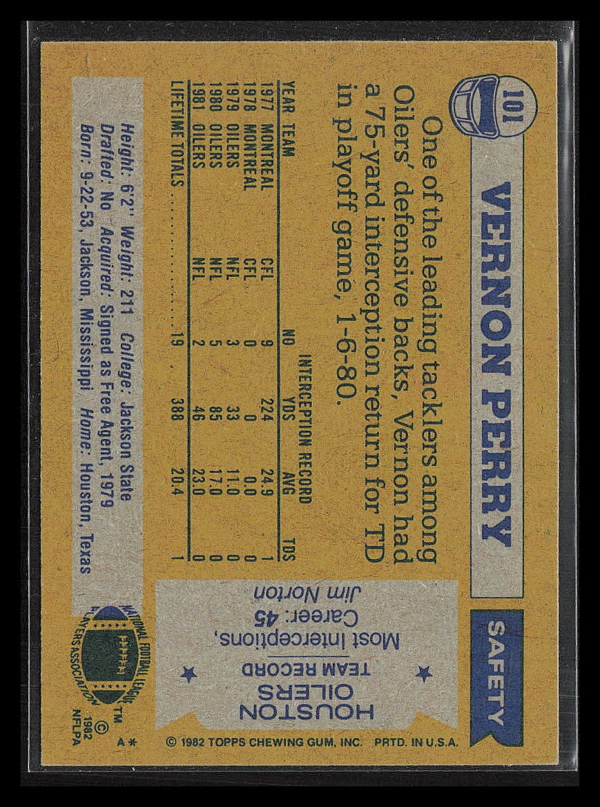Vernon Perry 1982 Topps #101 Houston Oilers | eBay UK