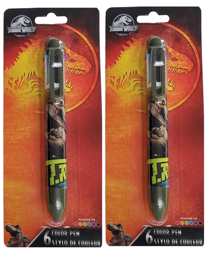 Jurassic World 6 Color Click Pen With T-Rex Design (2 Pack) School ...