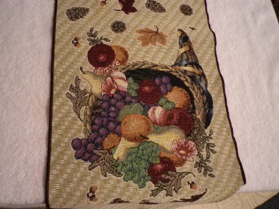 Tapestry Table Runner Nature's Harvest Cornucopia Dinner Table 72”X 13 ...
