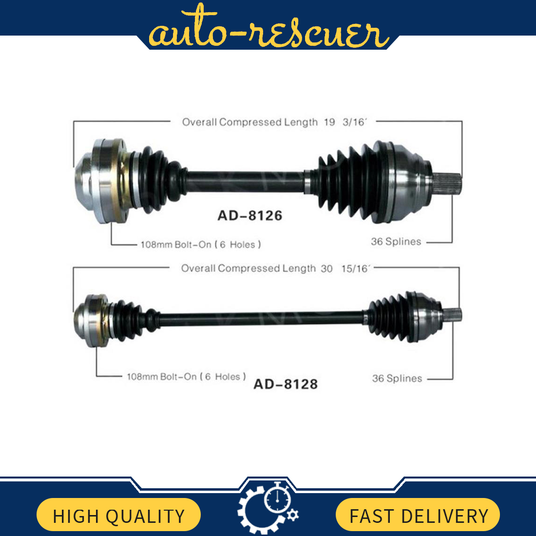 For Audi A3 VW EOS GTI Jetta Pair Set of 2 Front Axle Shaft Assembly ...