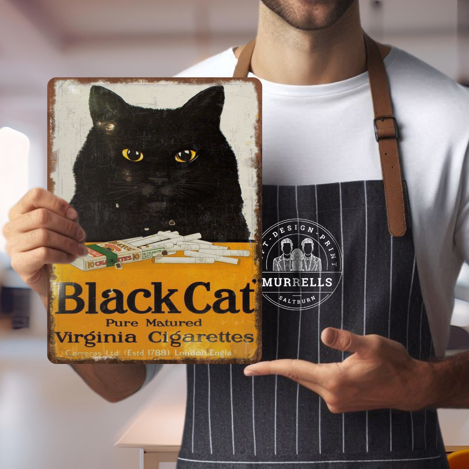 Black Cat Cigarettes Vintage Advert Aluminium Metal Sign Wall Art ...